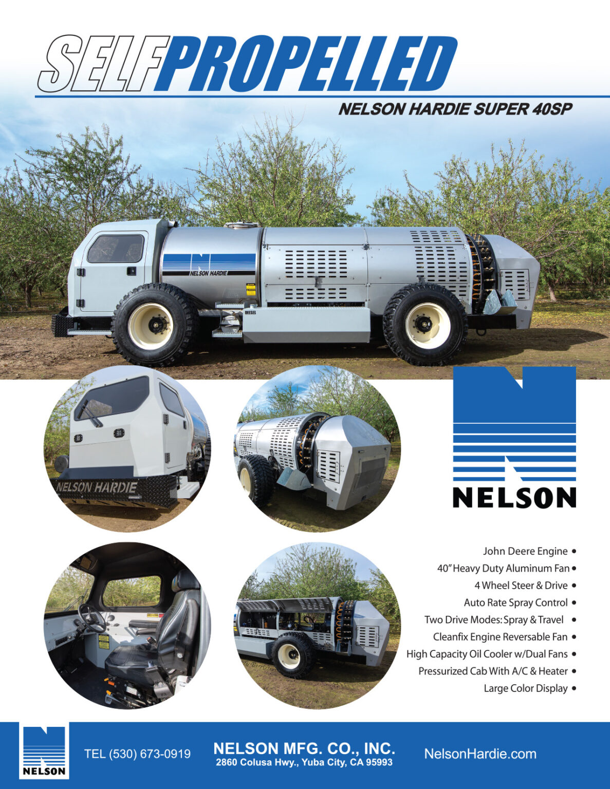 Nelson Mfg Co.- Orchard Sprayer, Pruning, Picking, & Climate Control Cab